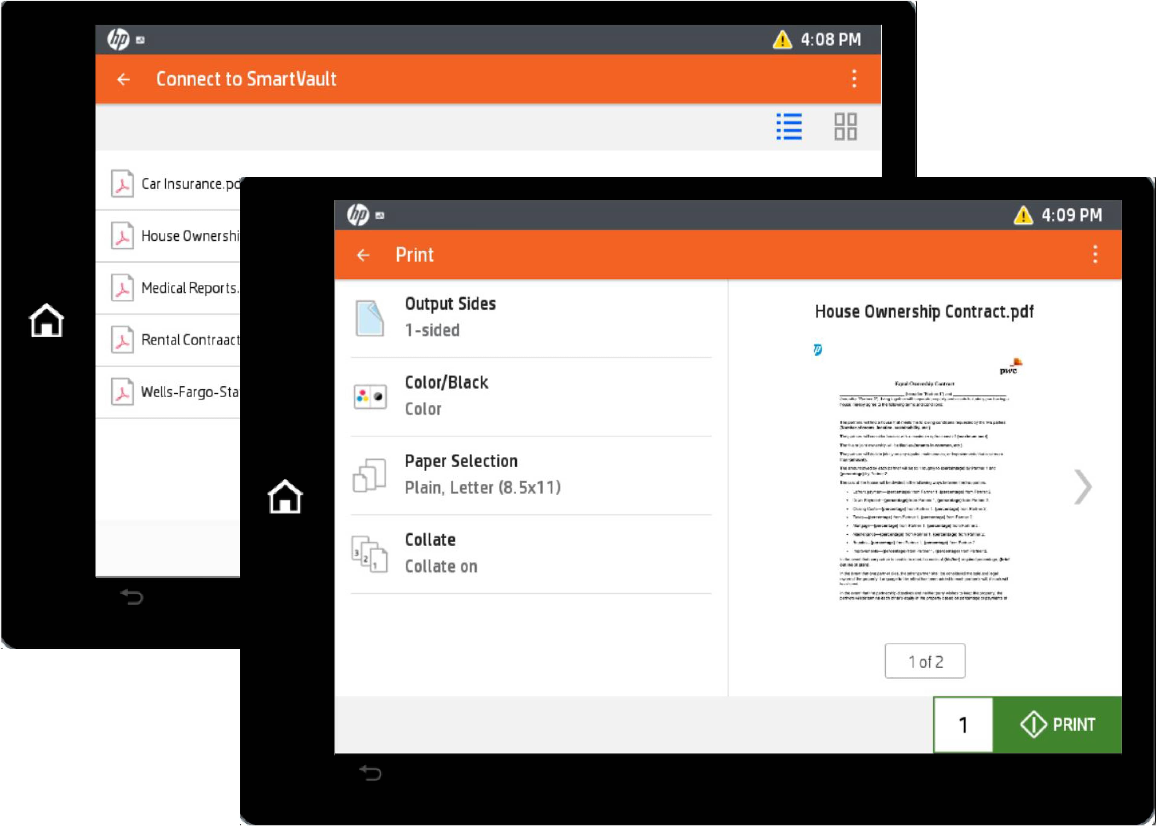 Connect To SmartVault - HP Workpath App